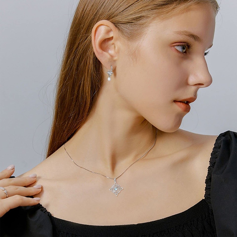 YAFEINI Sterling Silver Witches Knot Pendant Necklace - Celtic Cross ...