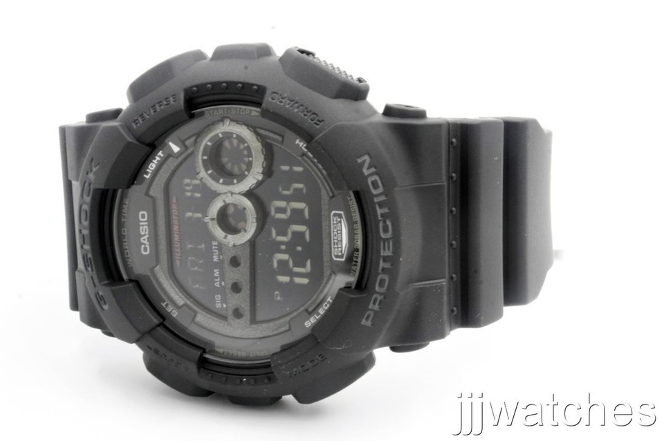 Casio G-Shock World Time Black Rubber Super Illuminator Watch 53mm ...