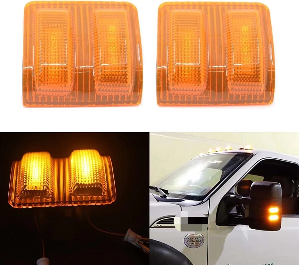 Amber Lens LED Side Mirror Turn Signal Marker Lights For F250 F350 F450 ...