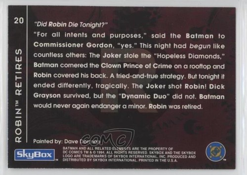 1994 SkyBox Batman: Saga of the Dark Knight Robin Retires #20 te2 | eBay
