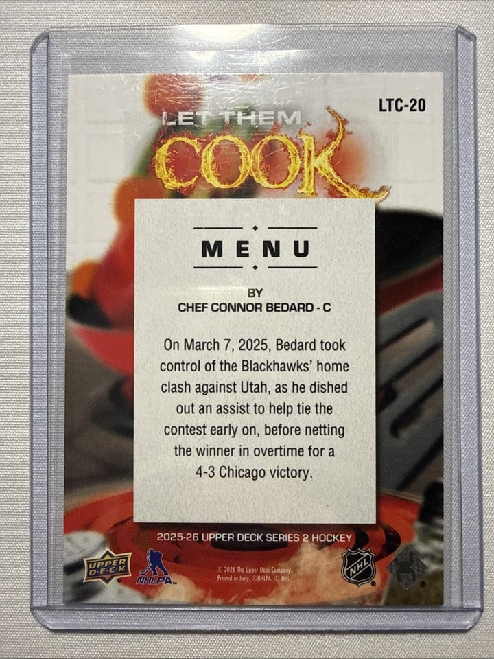 CONNOR BEDARD 2025-26 Upper Deck Let Them Cook #LTC-20 Chicago ...