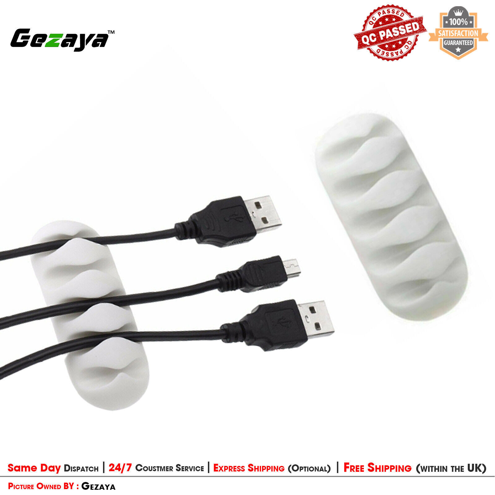 Cable Tidy Clips, Ties, Charger Wire Holder Management, Lead Desk USB ...