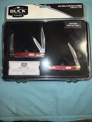 BUCK COMBO SLIP JOINT 2PC SET RED WOOD FOLDING STAINLESS POCKET KNIFE ...