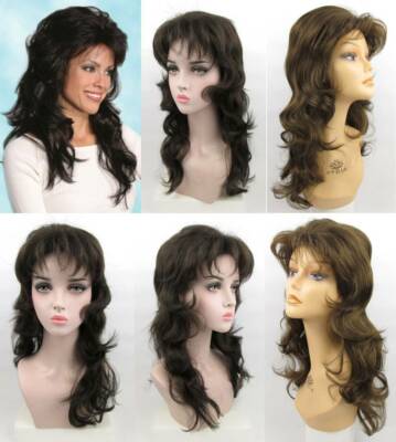 80S 90S WOMEN LADY 29" LONG STRAIGHT HAIR LAYERED SHAG STYLE WIG W ...