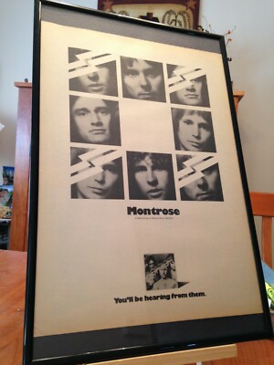 BIG 11x17 FRAMED SAMMY HAGAR & "MONTROSE" 1974 DEBUT LP ALBUM CD PROMO ...