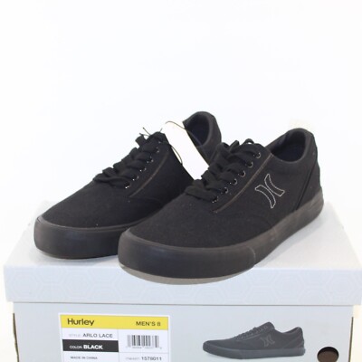 HURLEY Arlo mens casual lace up shoes multi sizes black canvas upper ...