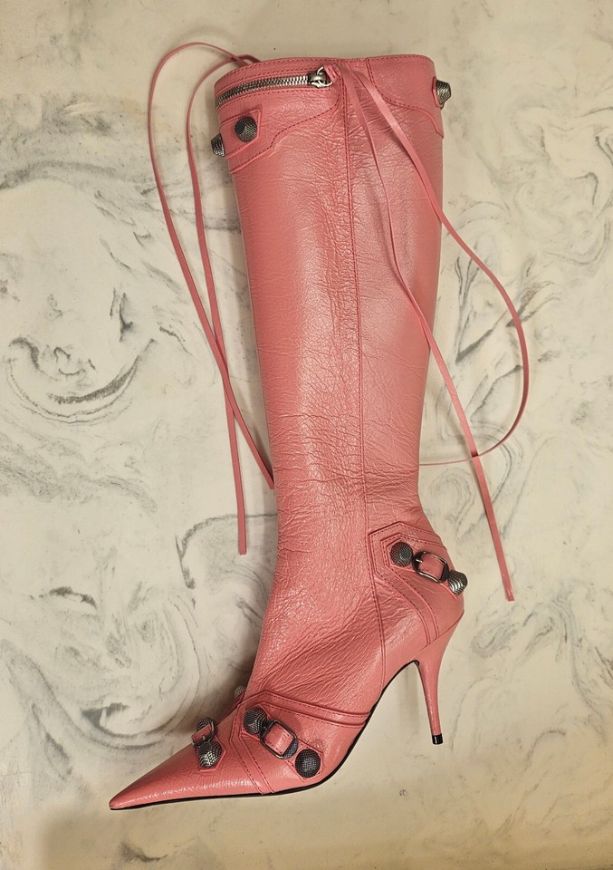 New! Balenciaga 'Cagole' Knee-High Boot Pink Womens Size 7 US 37 Eur ...