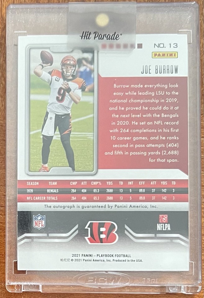2021 Panini Playbook Joe Burrow Auto /25 Platinum Parallel #13 Bengals ...