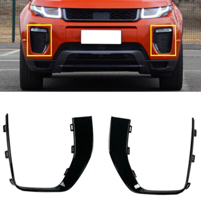 Pair Black Front Fog Driving Light Cover Grille For 2016-19 Range Rover ...