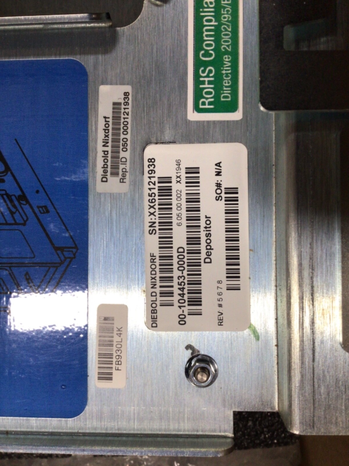 NEW DIEBOLD OPTEVA 740/750 ATM ENVELOPE DEPOSITOR 750 104453 | eBay