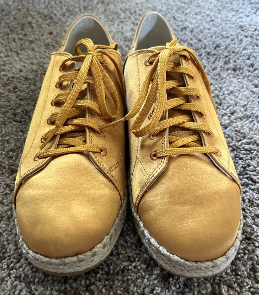 TOMS Women Lena Sunflower Satin Espadrille Lace-up Tennis Yellow Shoes ...