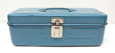 Vintage Union Steel Teal Tool Box/Tackle Box w. Handle 5.25"x11.5"x4.25 ...