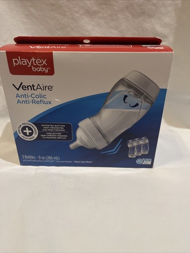 Playtex Baby VentAire Anti-Colic Anti-Reflux 3 Bottles 9oz 3M+ NEW OPEN ...