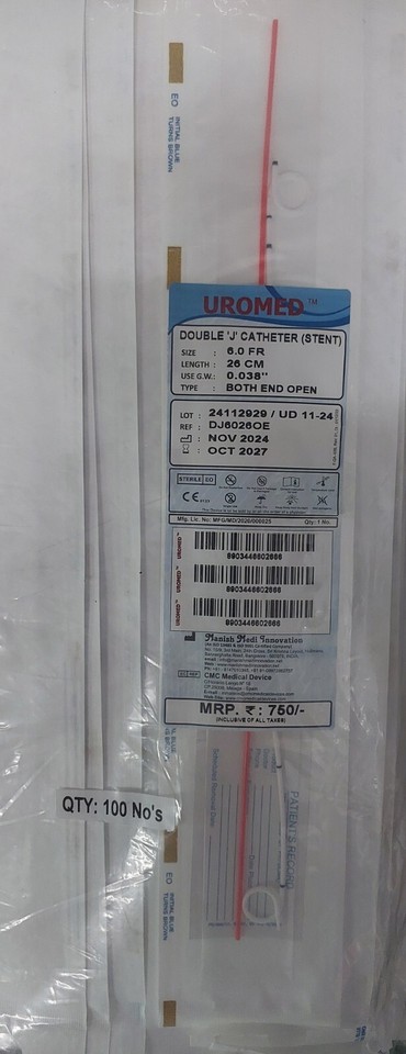 Double J Stent with Pusher 6Fr 26cm PTFE Guide Wire 0.035" Length 150cm ...
