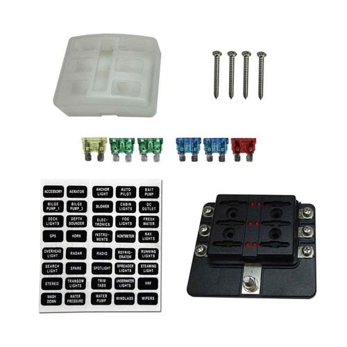 6 Way LED Terminals Circuit ATC ATO Blade Fuse Box Block Holder Car ...