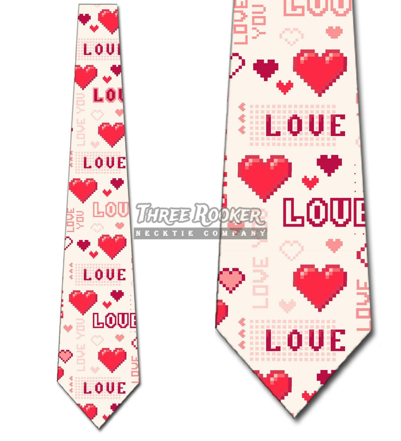 Valenties Ties Mens Gaming Neckties Heart Tie Video Game Tie | eBay