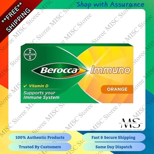 Berocca Immuno Effervescent Tablets Orange With Multi-Vitamins C & D 30 ...