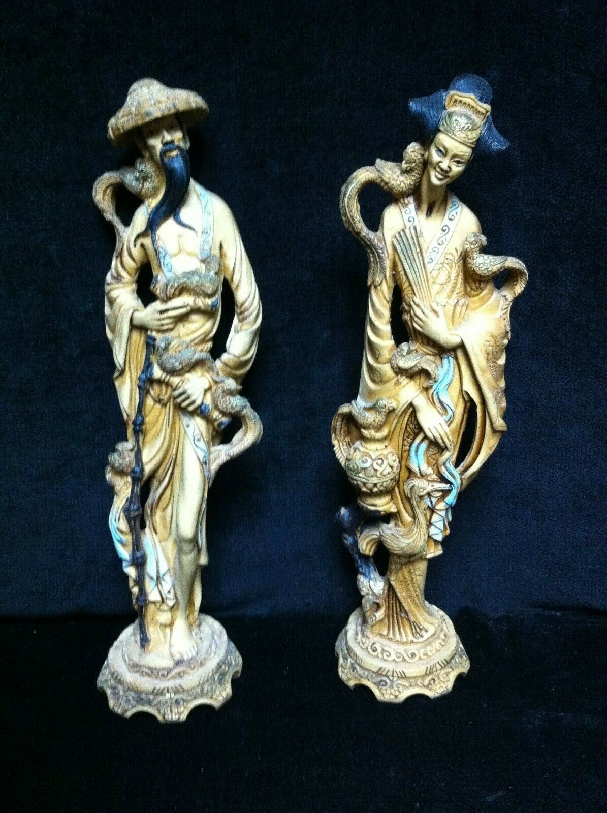 Vintage ARTMARK Asian Resin Figures Pair Chinese Statues Made In Italy ...