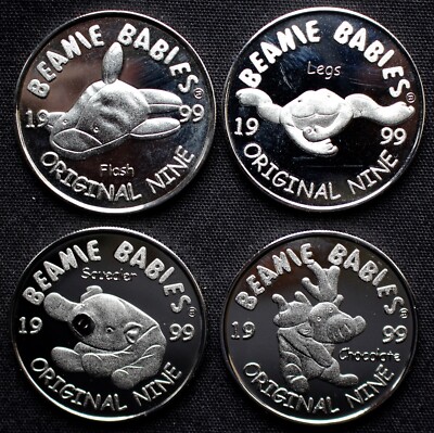 1999 TY BEANIE BABIES ORIGINAL NINE .900 SILVER 4-COINS/TOKENS | eBay