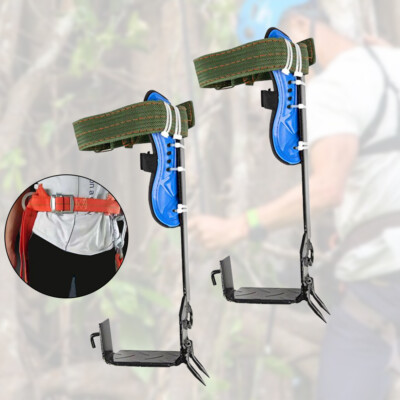 Tree Climbing Climbers Spike Hooks Gear kit with Safety Belt Adjustable ...