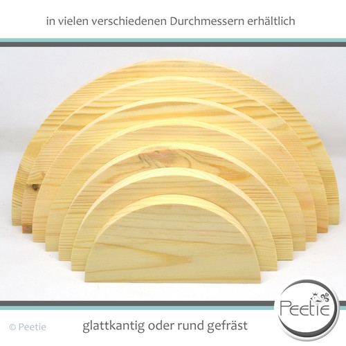 1x Holzscheibe Kiefer Leimholz 18 mm Halbkreis Tischplatte Scheibe ...