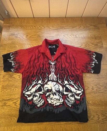 Steve & Barry’s Mens Y2K Vintage 2000s Tribal Skulls Button Down Rave ...