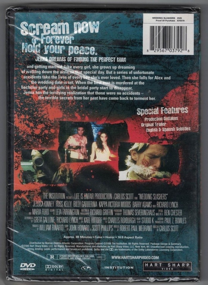 WEDDING SLASHERS-2006 RICHARD LYNCH MARIA FORD SLEAZY HORROR-NEW DVD ...