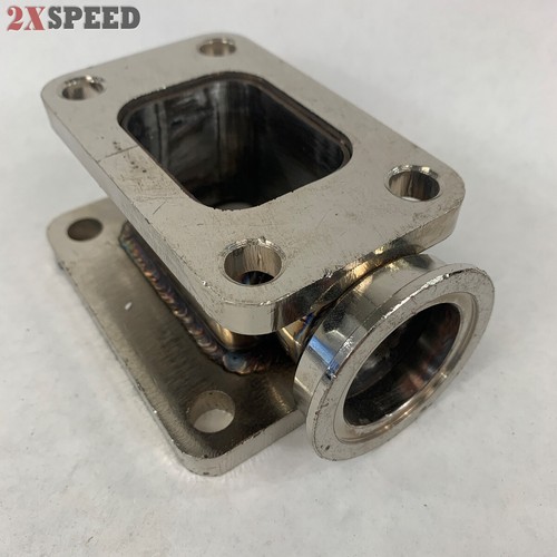 T3 to T4 Turbo Flange Adapter Conversion w/38mm VBAND Wastegate Flange ...