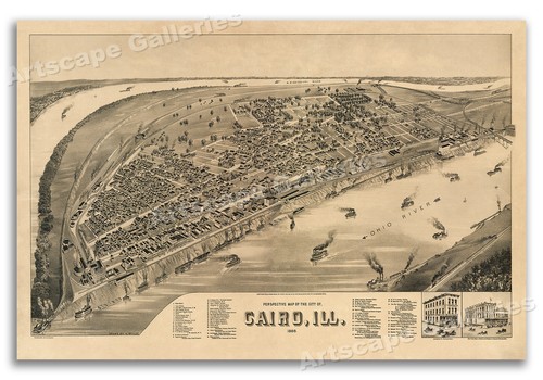 Cairo Illinois 1888 Historic Panoramic Town Map - 24x36 | eBay