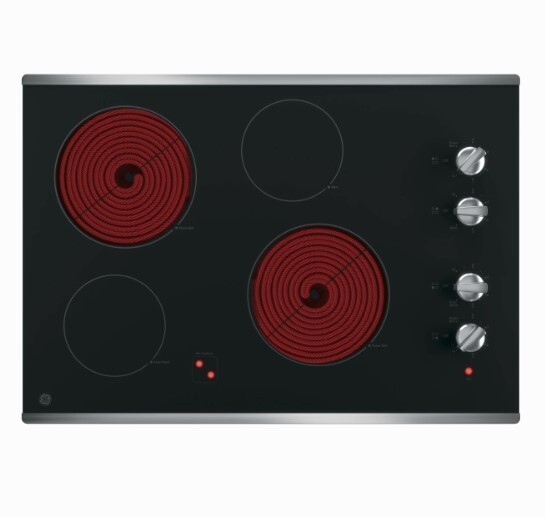 GE 30" Electric Cooktop with 4 Radiant Elements - JP3030SWSS ...