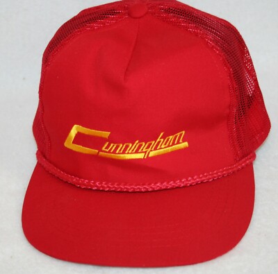 Vintage 90s CUNNINGHAM Logo Red Mesh Snapback Rope Bill Trucker HAT CAP ...