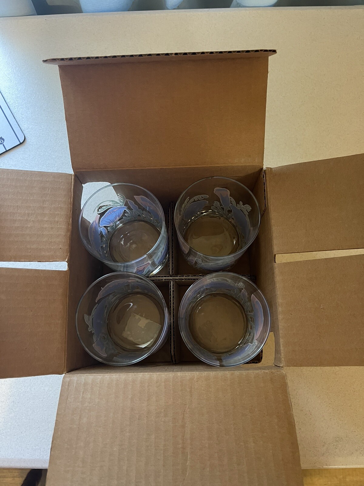 Culver Spring Poppy Glass Cups Set of 4 NEW in Box Floral Vintage | eBay