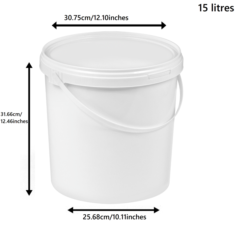 Plastic Buckets Tubs White Containers Tamper Evident Lids 0.5L 1L 3L 5L ...