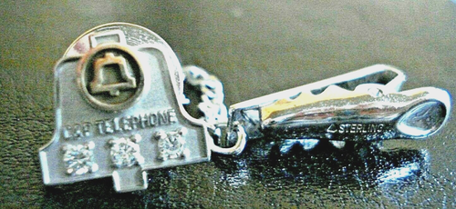 RARE C & P Telephone Co. 10K Gold & Silver 3 Diamonds Service Tie Pin ...