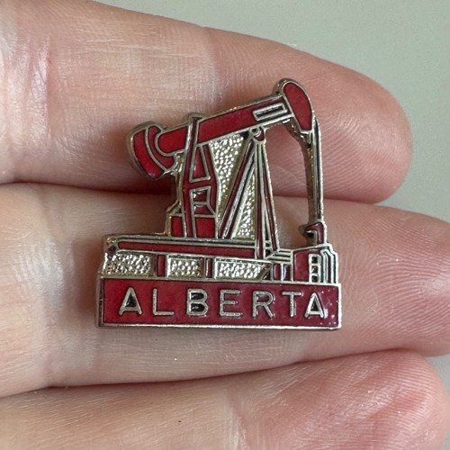 Vintage Alberta Oil Pump Jack Enamel Lapel Pin Canada Souvenir Drilling ...