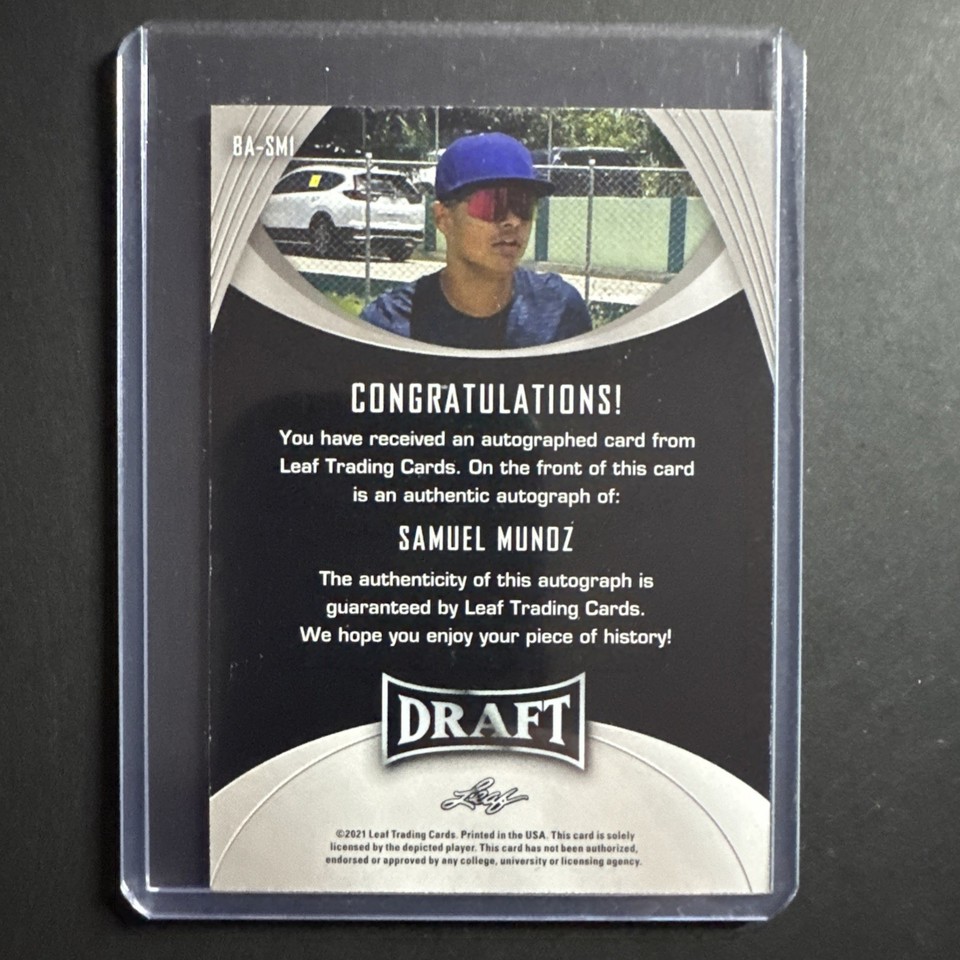 Samuel Munoz 2021 Leaf Draft Prospect Auto Autograph Gold BA-SM1 | eBay