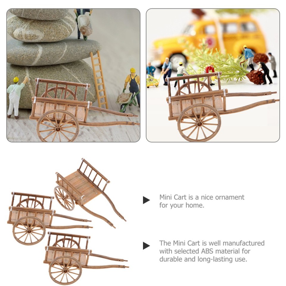 3 Pcs Simulation Cart Model Miniature Wagons Farm Trolley Models | eBay ...