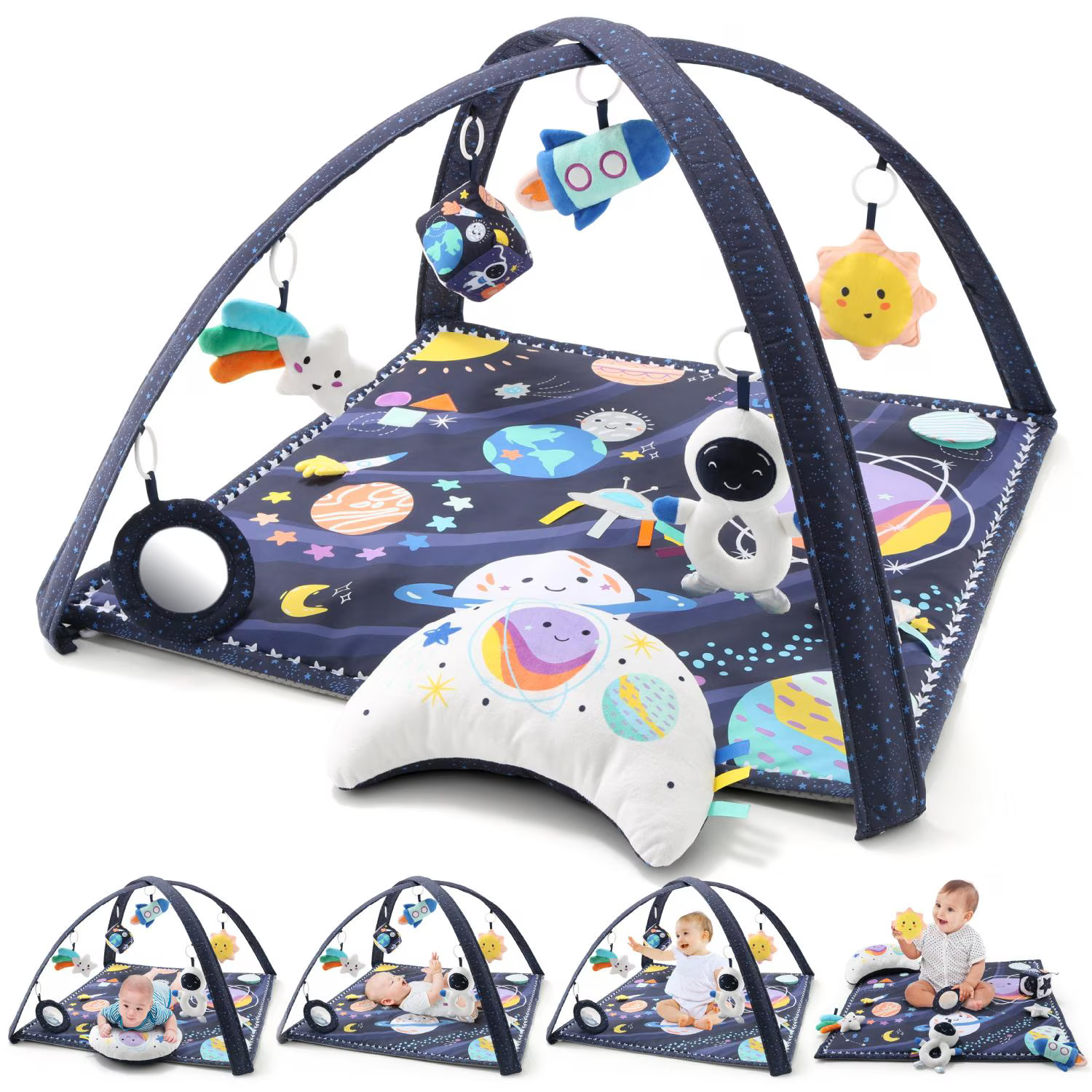 Cute Space Theme 7-in-1 Baby Boy Activity Gym Toy & Play Mat - Machine ...