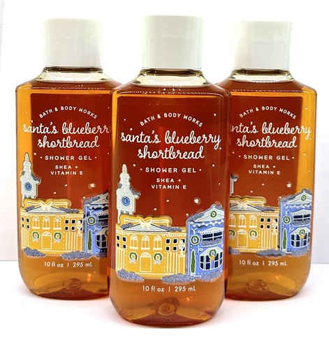 Bath and Body Works SANTA'S BLUEBERRY SHORTBREAD Shower Gel X3 NEW 10 ...