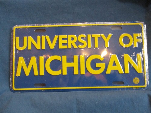 University of Michigan vintage metal license plate NOS Wolverines car ...