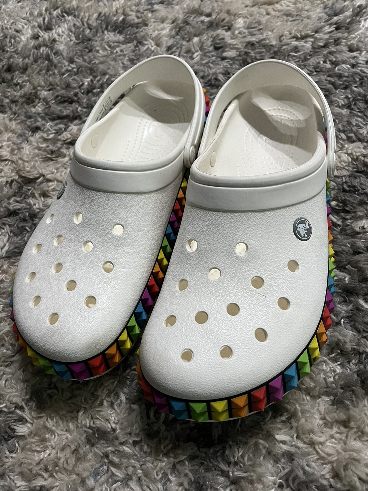 CROCS Crocband 3D Shapes Clogs Mens 11 Sandals Rainbo… - Gem