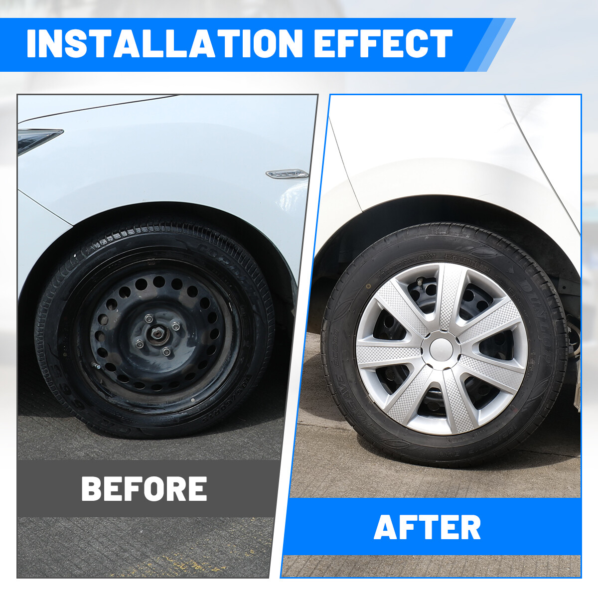 4 14 Inch Silver Matte Snap On HubCaps Wheel Rims Fit R14 Tire & Steel ...