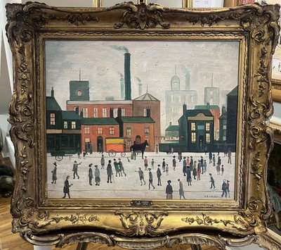 OLD MASTER STYLE L S Lowry " THE ORANGE HOUSE "Oil Painting 20th ...