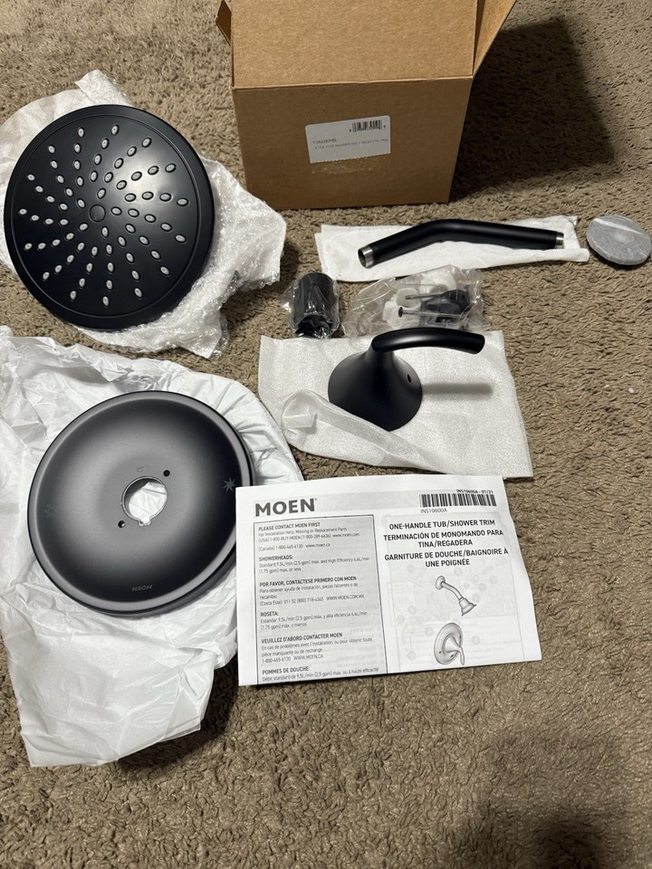 Moen T2842EPBL Shower Faucet 1.75 GPM Matte Black Residential Trim Kit ...