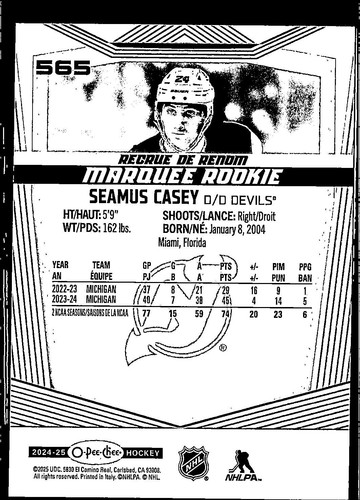 2024-25 O-Pee-Chee #565 Seamus Casey Marquee Rookie RC Devils Rookie | eBay