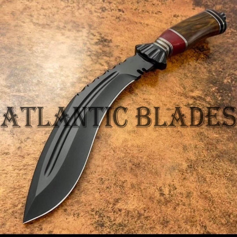 Custom Handmade HAND FORGED D2 STEEL Hunting Kukri Knife Powder Coating ...
