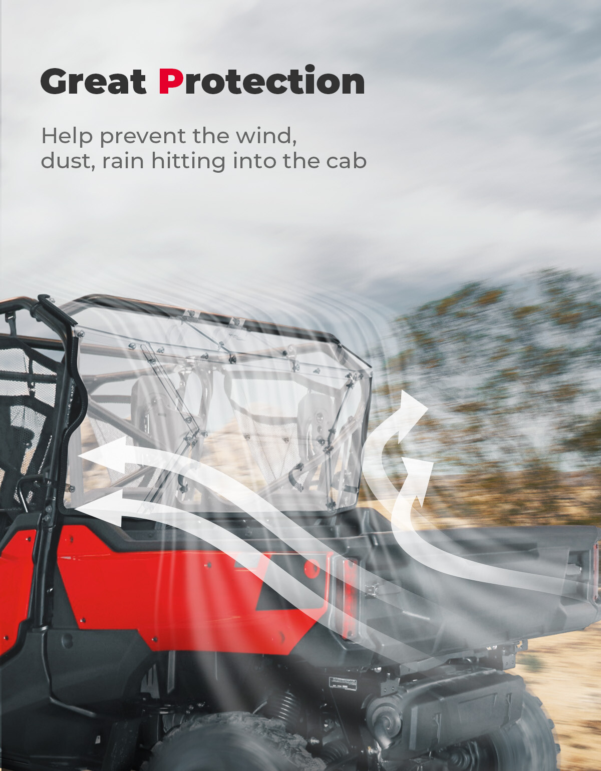 UTV Rear Windshield Panel Scratch Resistance for 2023-2024 Honda ...