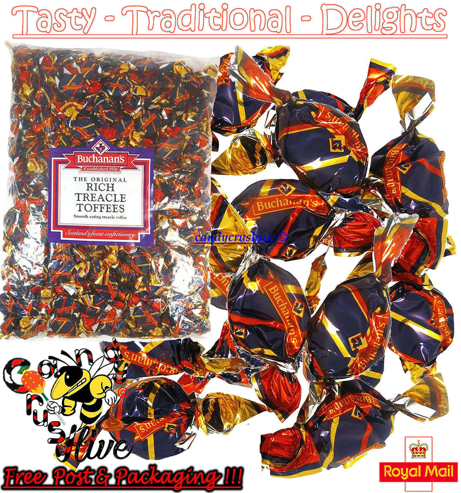 1kg Buchanan's Rich Treacle Toffee Traditional Retro Chocolate Sweets ...