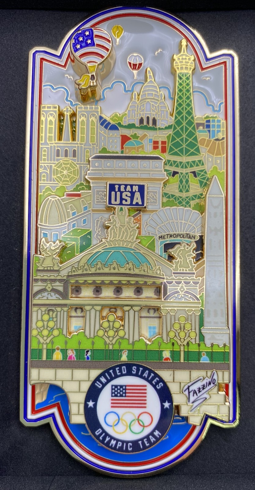 2024 Paris Olympics Pin Badge - Team USA Fazzino 3D huge 4 inch tall | eBay