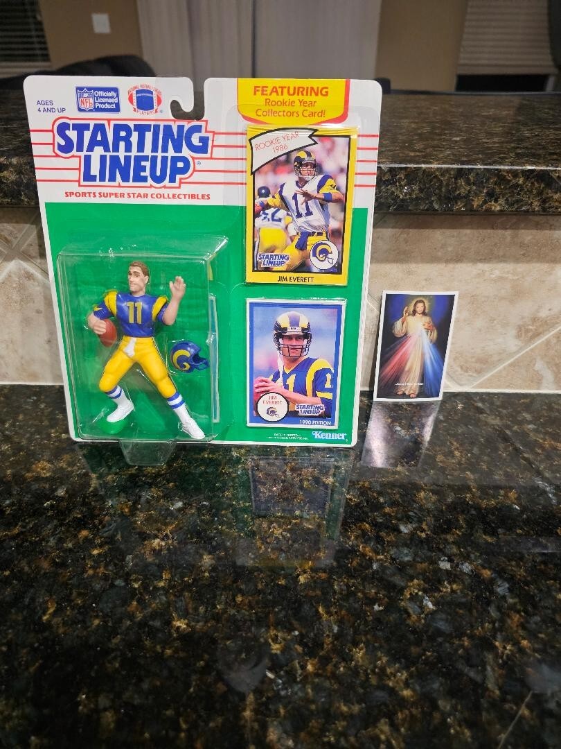 JIM EVERETT Los Angeles Rams 1990 Kenner Starting Lineup Figure SLU NFL ...